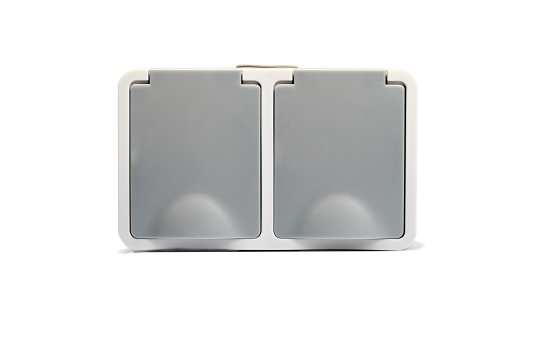 MC POWER Feuchtraum Doppelsteckdose Aufputz | Fix | Zweifach Steckdose